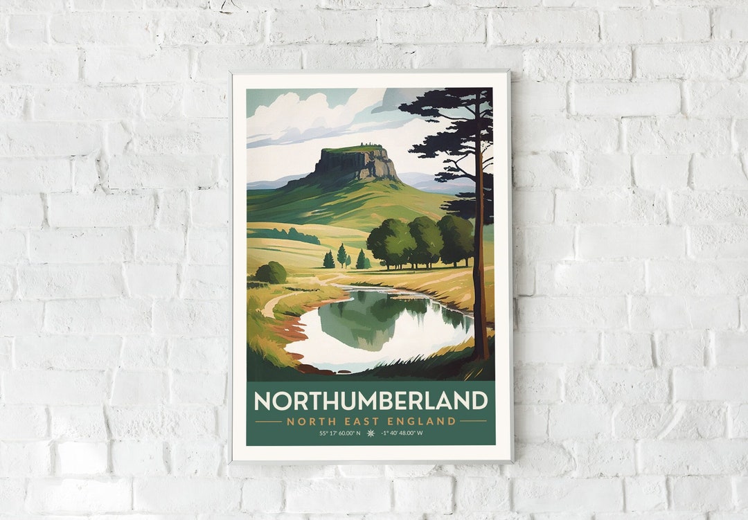 Northumberland National Park Poster Printable, North East England Retro ...