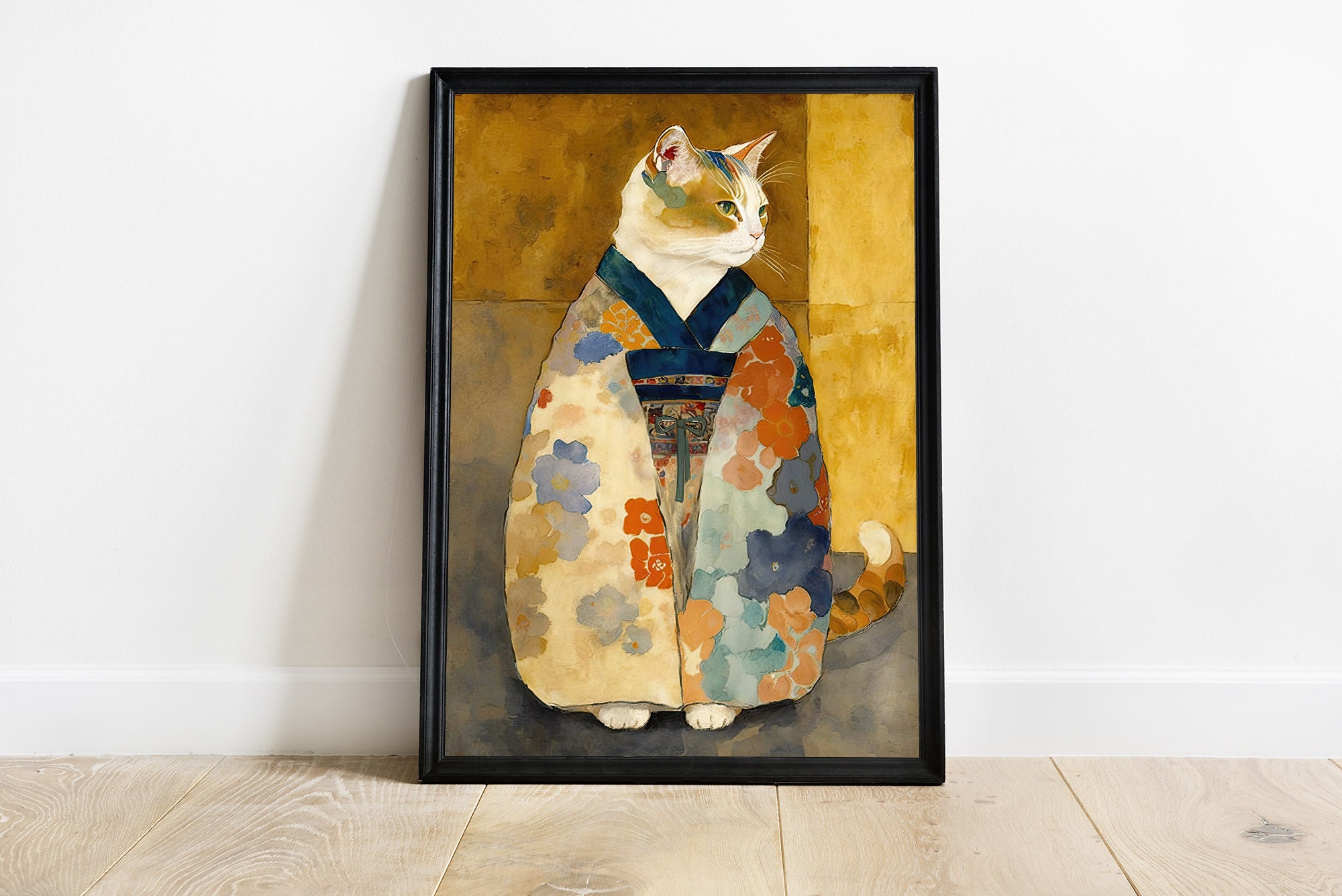 Set of 3 Japanese Cats in Kimono Printable Wall Art | Ukiyo-e Vintage ...