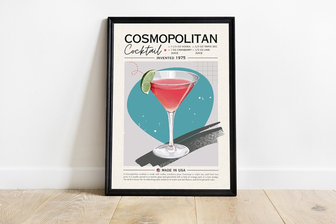 Cosmopolitan Poster Printable | Cocktail Drink Minimalist Wall Art ...