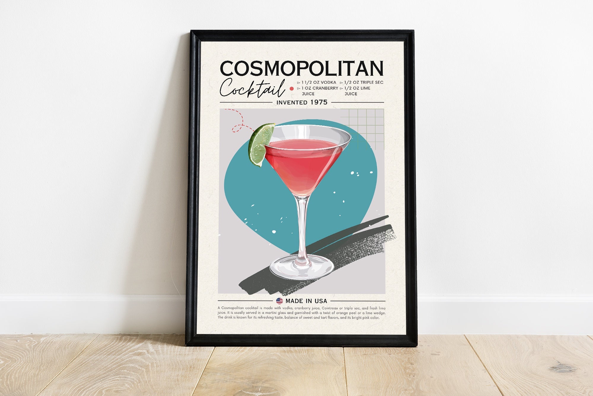 Cosmopolitan Poster Printable | Cocktail Drink Minimalist Wall Art ...