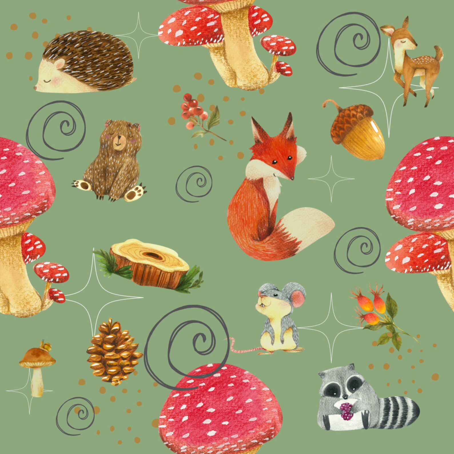 Seamless forest Critters Png File Downloadable - Etsy