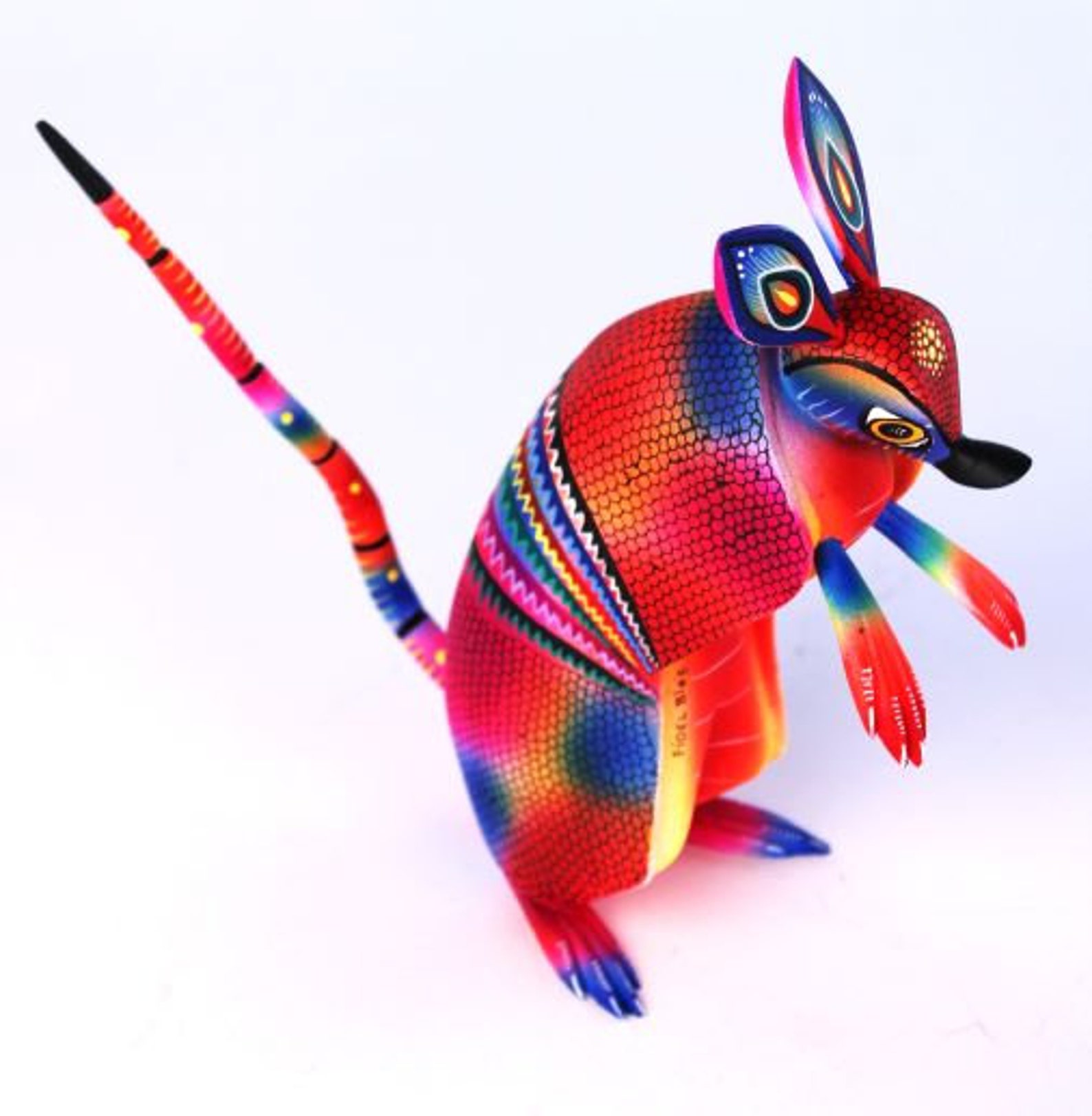 Oaxaca Wood Carving Rainbow Color Standing Armadillo Alebrije - Etsy