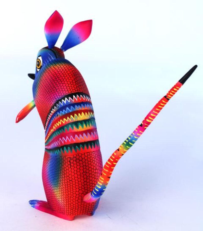 Oaxaca Wood Carving Rainbow Color Standing Armadillo Alebrije - Etsy