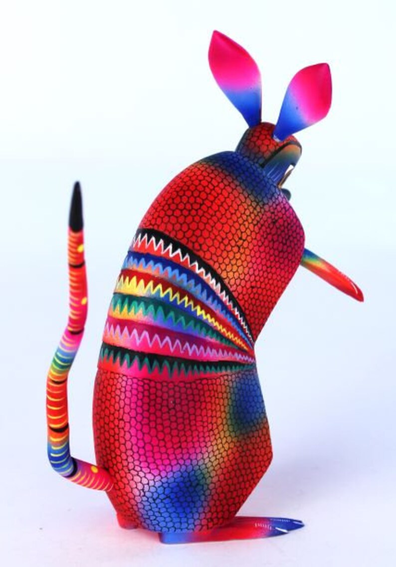 Oaxaca Wood Carving Rainbow Color Standing Armadillo Alebrije - Etsy