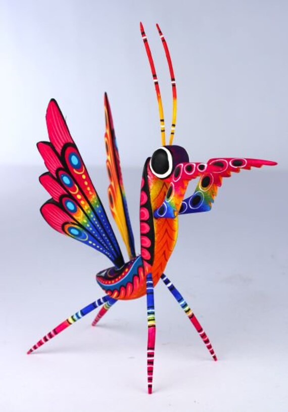Art & Collectibles Oaxaca Wood Carving Blue Road Runner Bird Alebrije ...