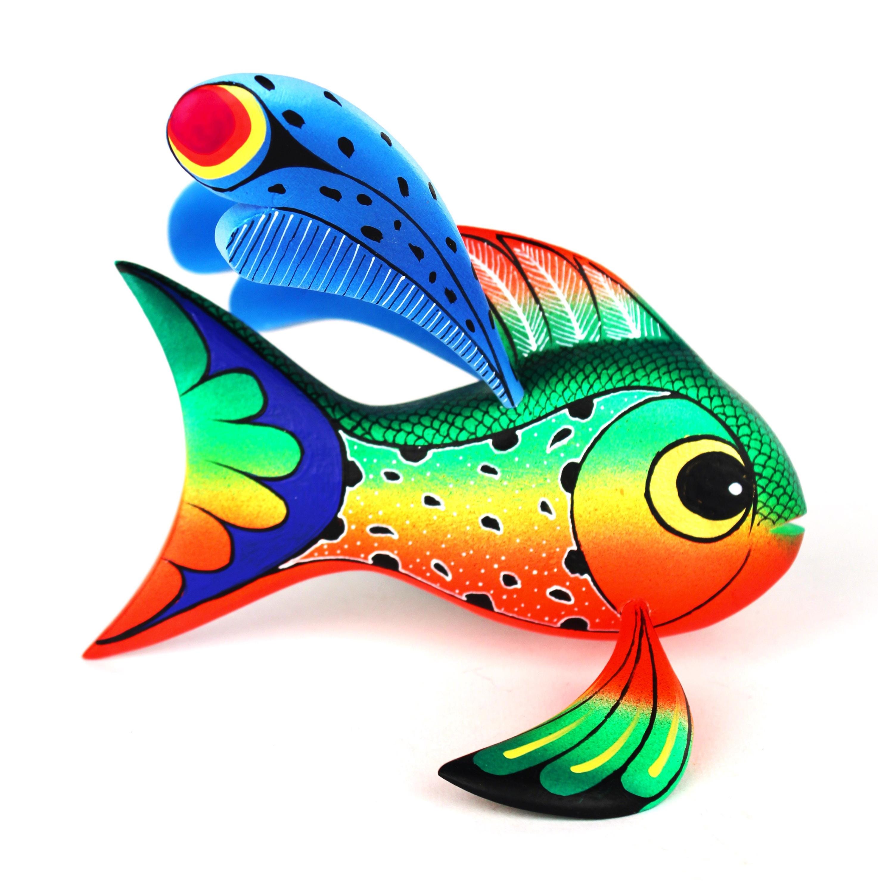 Oaxaca Wood Carving Flying Fish by Andres Blas Oaxacan Mexican Folk Art ...