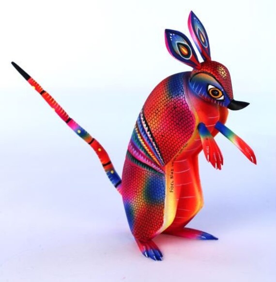Oaxaca Wood Carving Rainbow Color Standing Armadillo Alebrije - Etsy