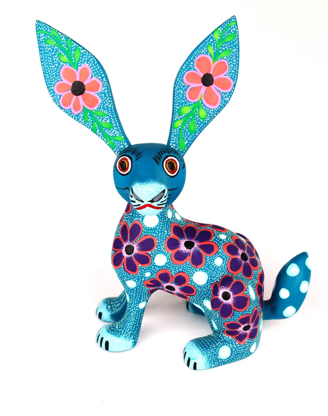 Oaxacan Wood Carving Floral Bunny Rabbit Alebrije by Jose Olivera Perez ...
