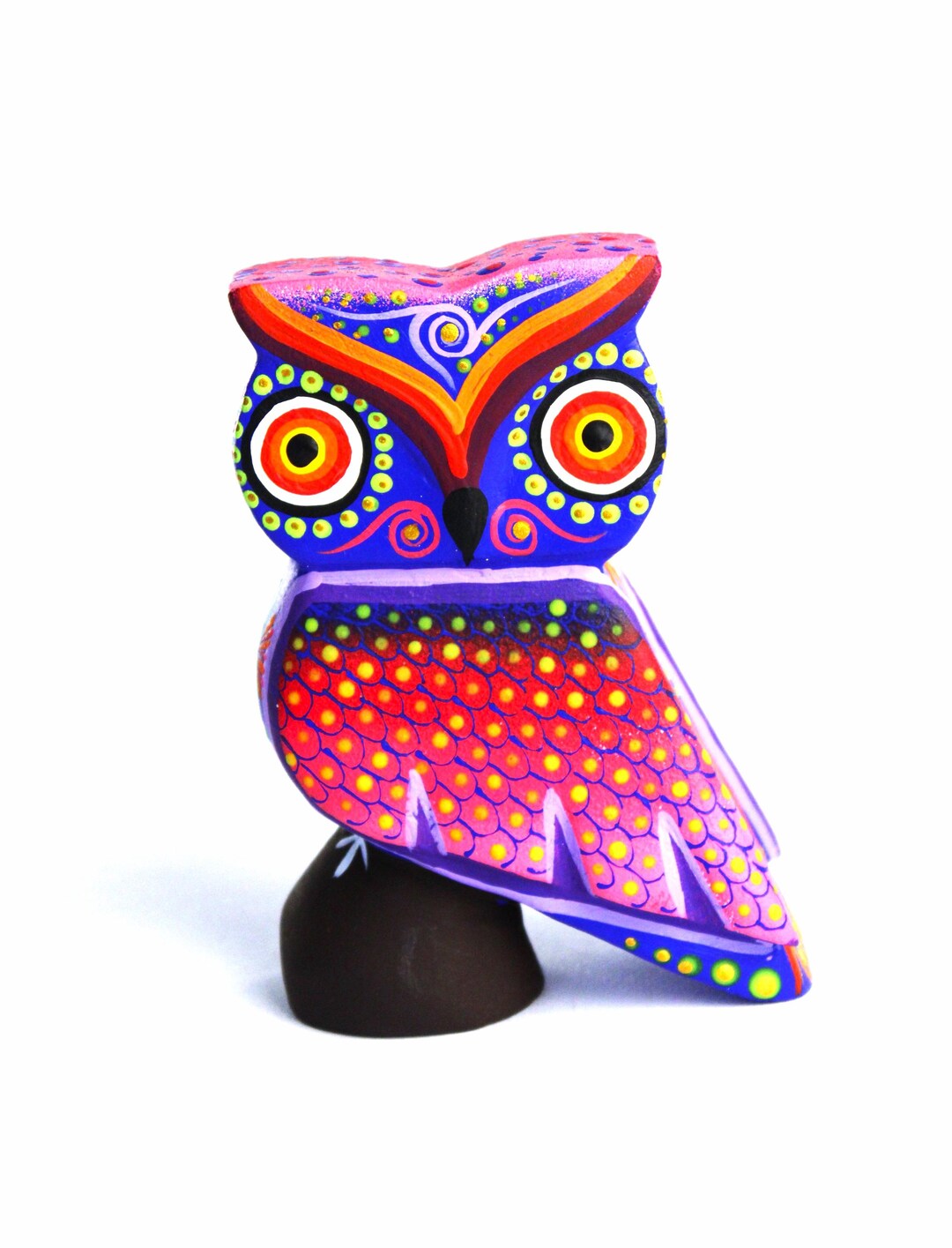 Oaxaca Wood Carving One Piece Horned Owl Perched on a Tree or Rock ...