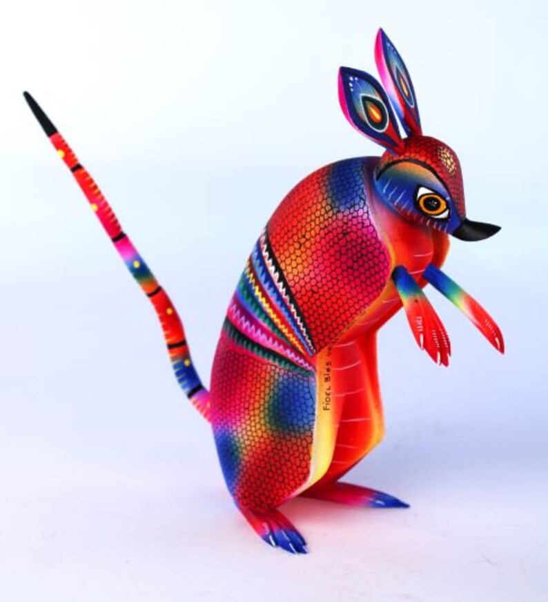 Oaxaca Wood Carving Rainbow Color Standing Armadillo Alebrije - Etsy