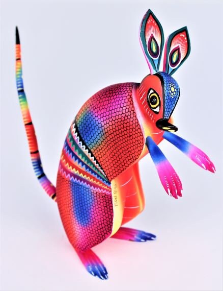 Oaxaca Wood Carving Rainbow Color Standing Armadillo Alebrije | Etsy