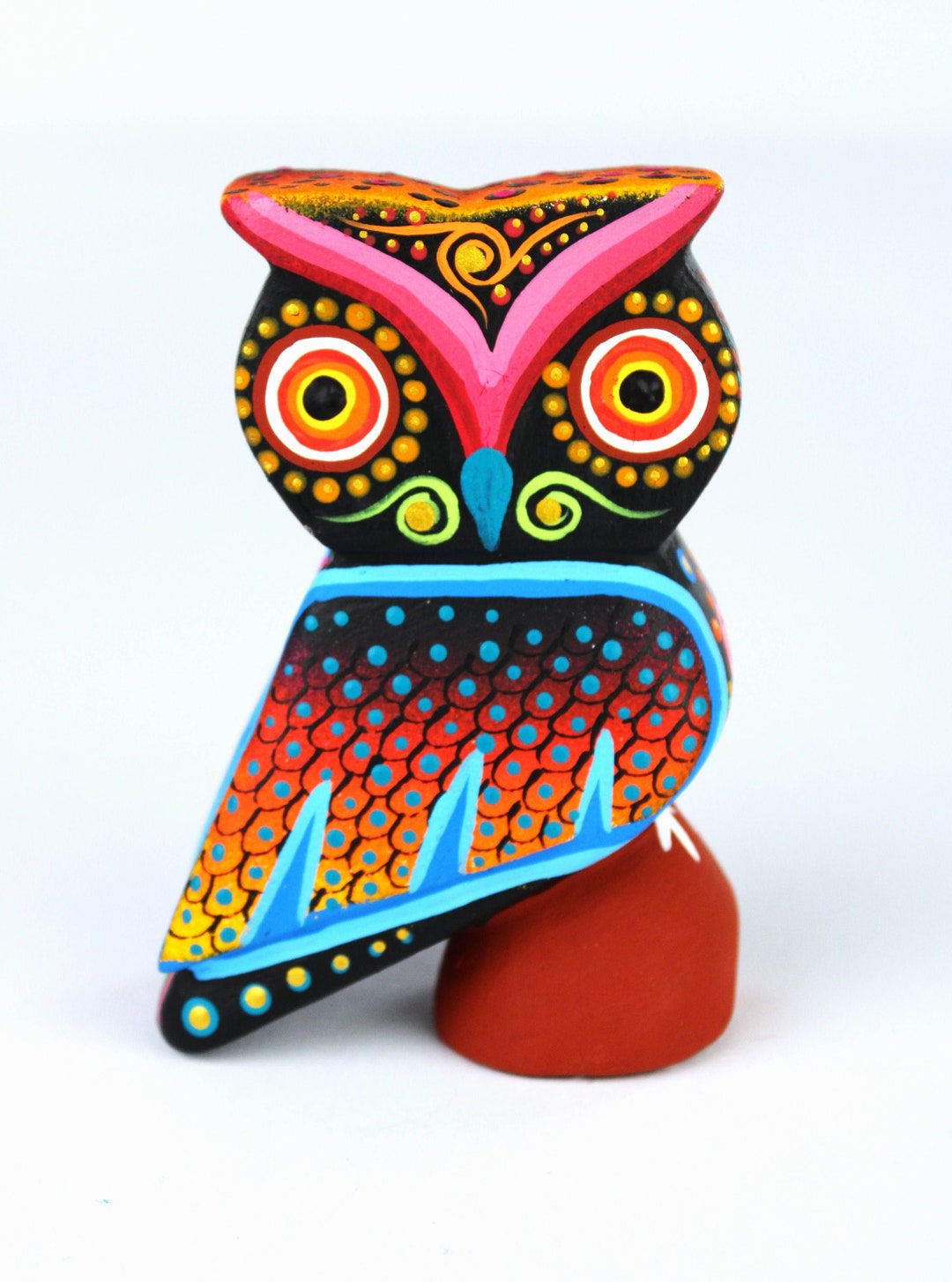 Oaxaca Wood Carving One Piece Horned Owl Perched on a Tree or - Etsy