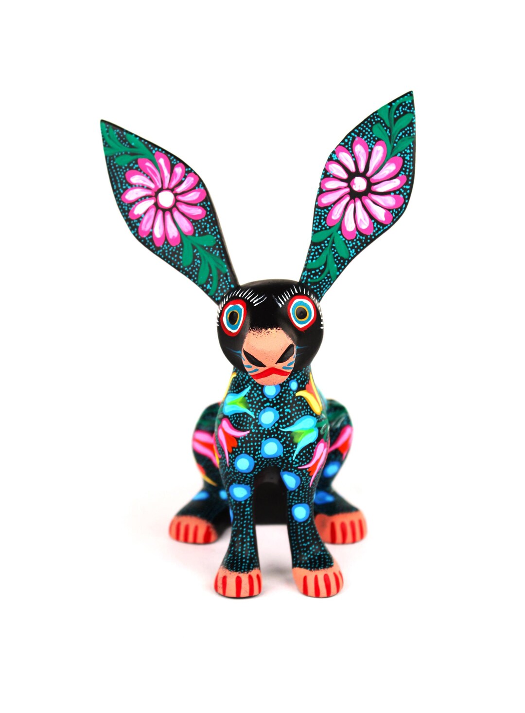 Oaxacan Wood Carving Floral Bunny Rabbit Alebrije by Jose Olivera Perez ...