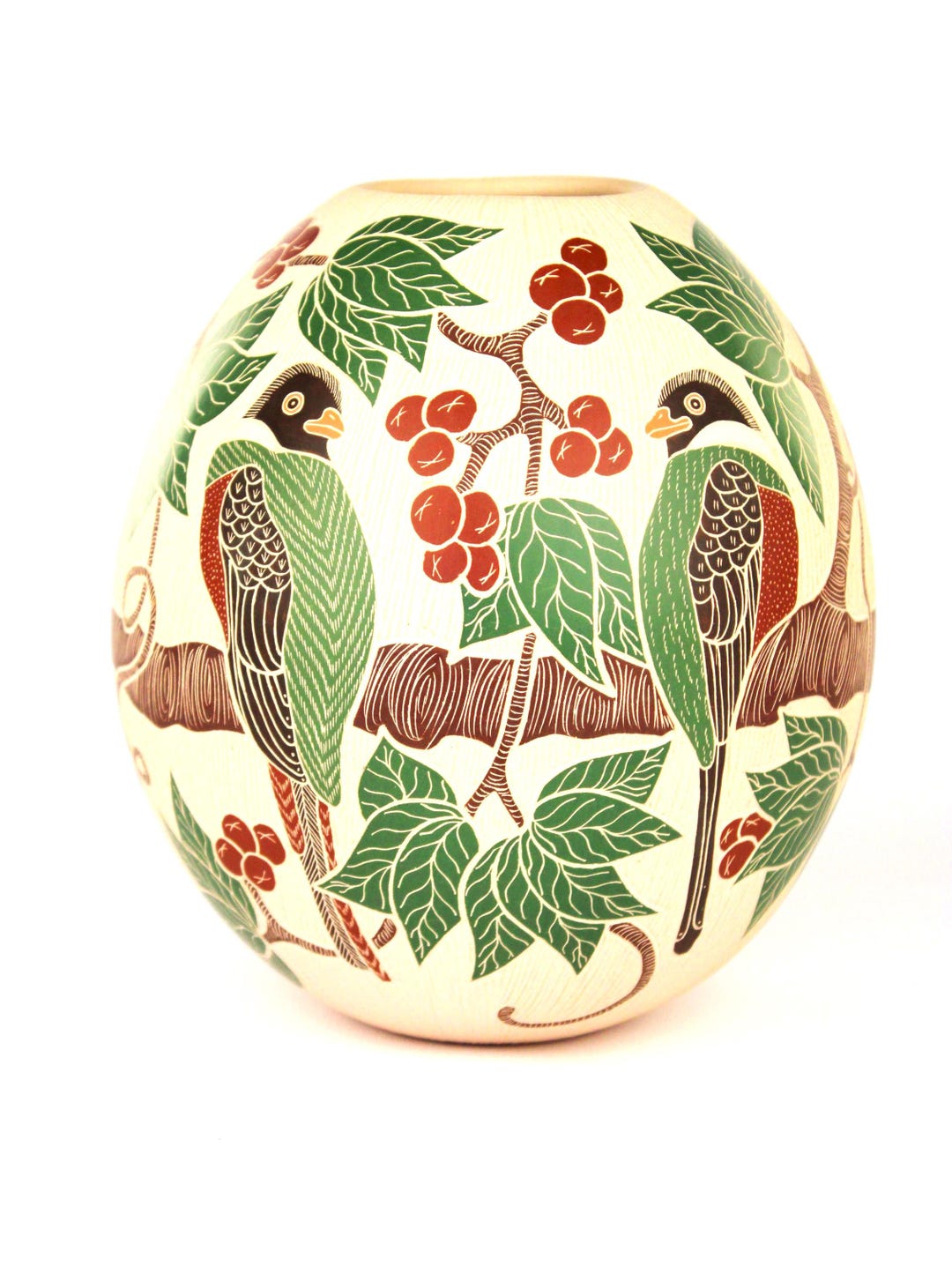 Mata Ortiz Pottery Medium Large Sgraffito Quetzal Birds Pot by ...