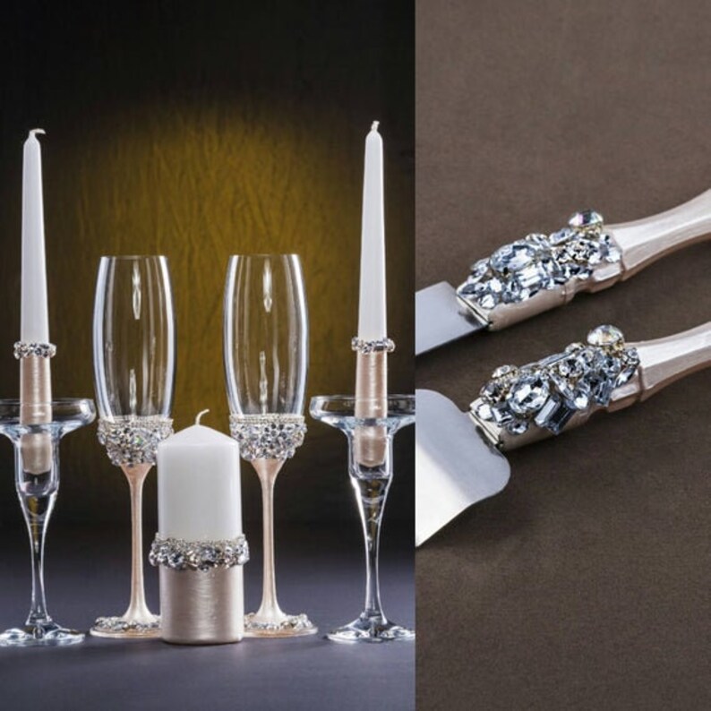 Personalized Ivory With Crystals Cake Server and Knife | Etsy