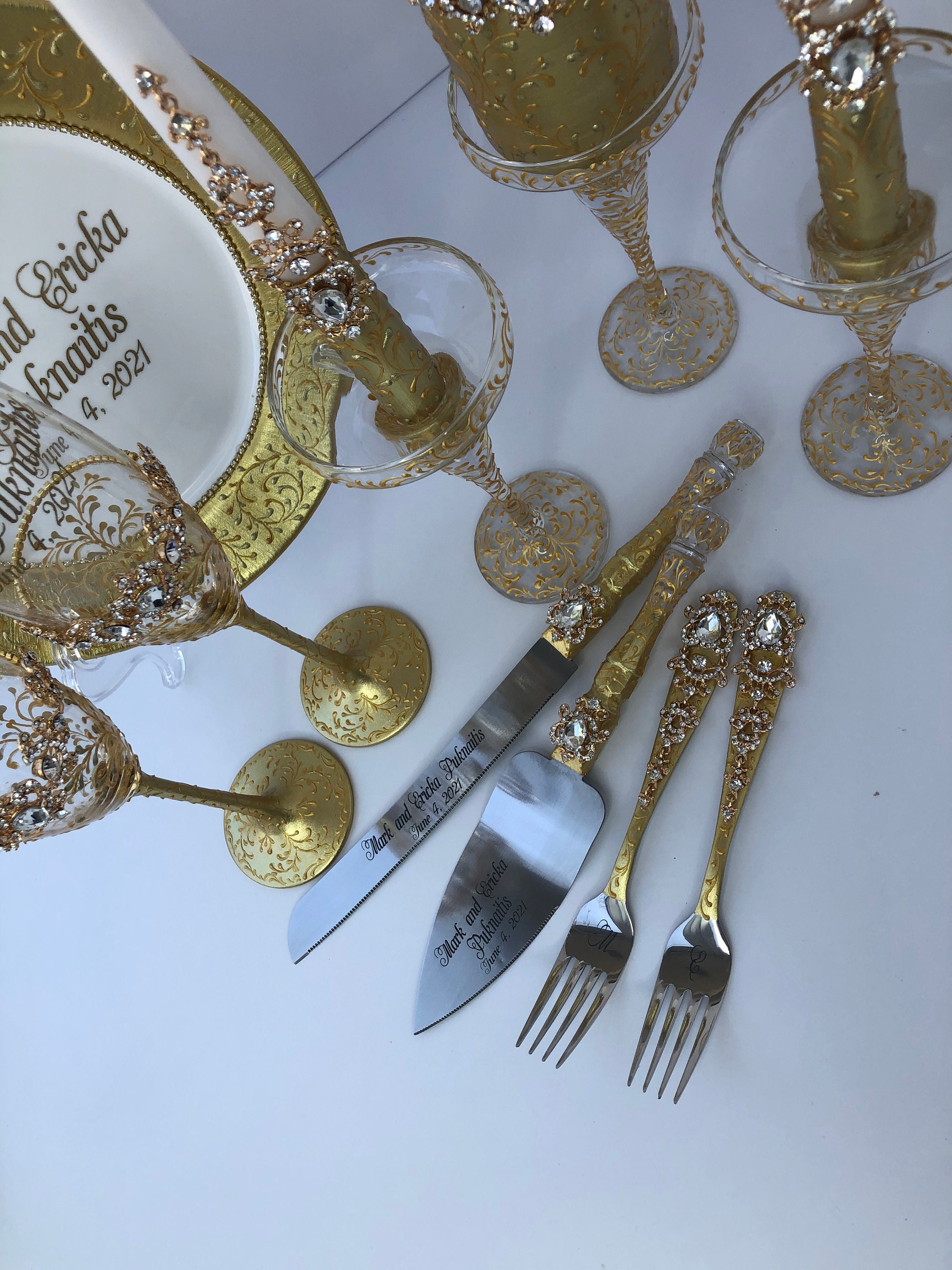 Gold Wedding Glasses Engraving Glasses Wedding Flutes Gold | Etsy