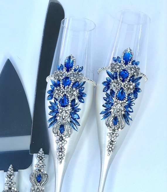 Light Blue Wedding Flutes Light Blue Wedding Glasses Blue - Etsy