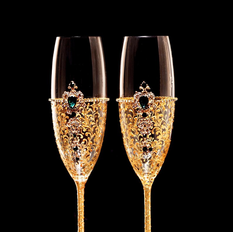 Gold Wedding Glasses Engraving Glasses Wedding Flutes Gold - Etsy