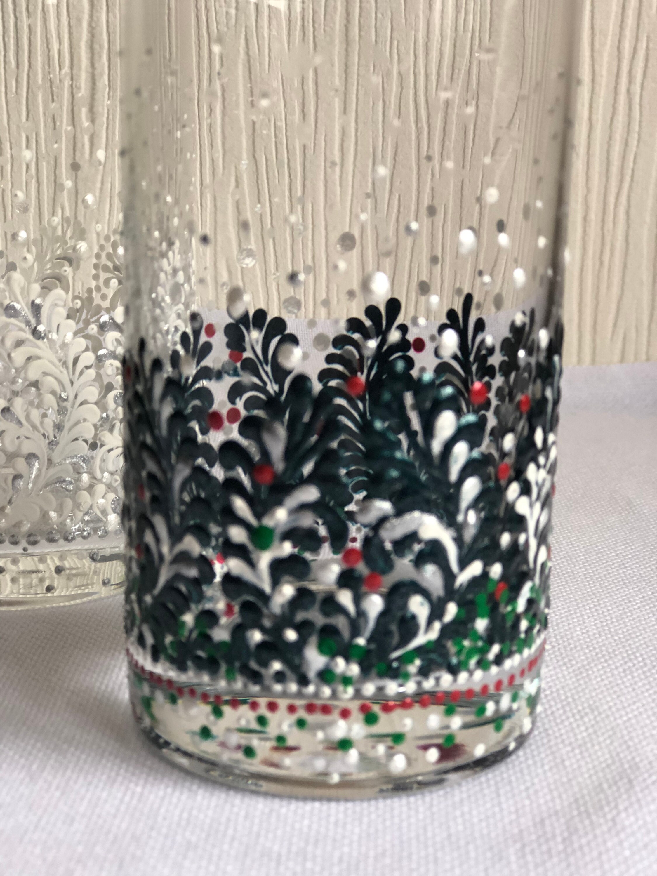 Christmas Tree Glasses Handmade Fir Glasses Snowflakes Glasses Winter ...