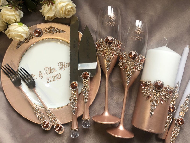 Rose Gold Unity Candle Set Rose Gold Candle Holders Rose Gold - Etsy