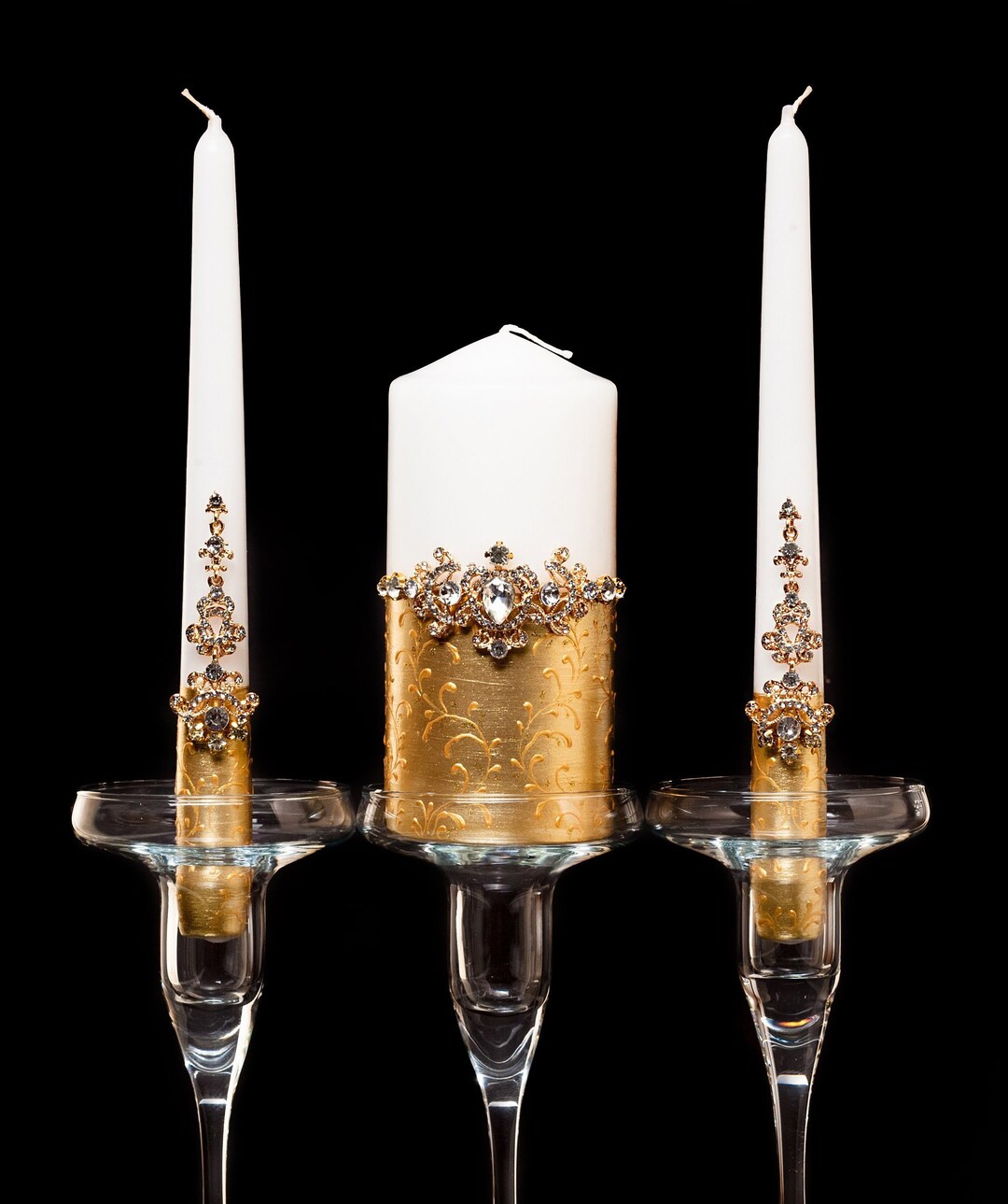 Gold Unity Candle Set Wedding Candles Wedding Gold Decor Unity Candle ...