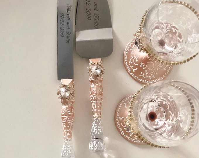Personalized Cake Server and Knife Personalized Wedding Flutes - Etsy