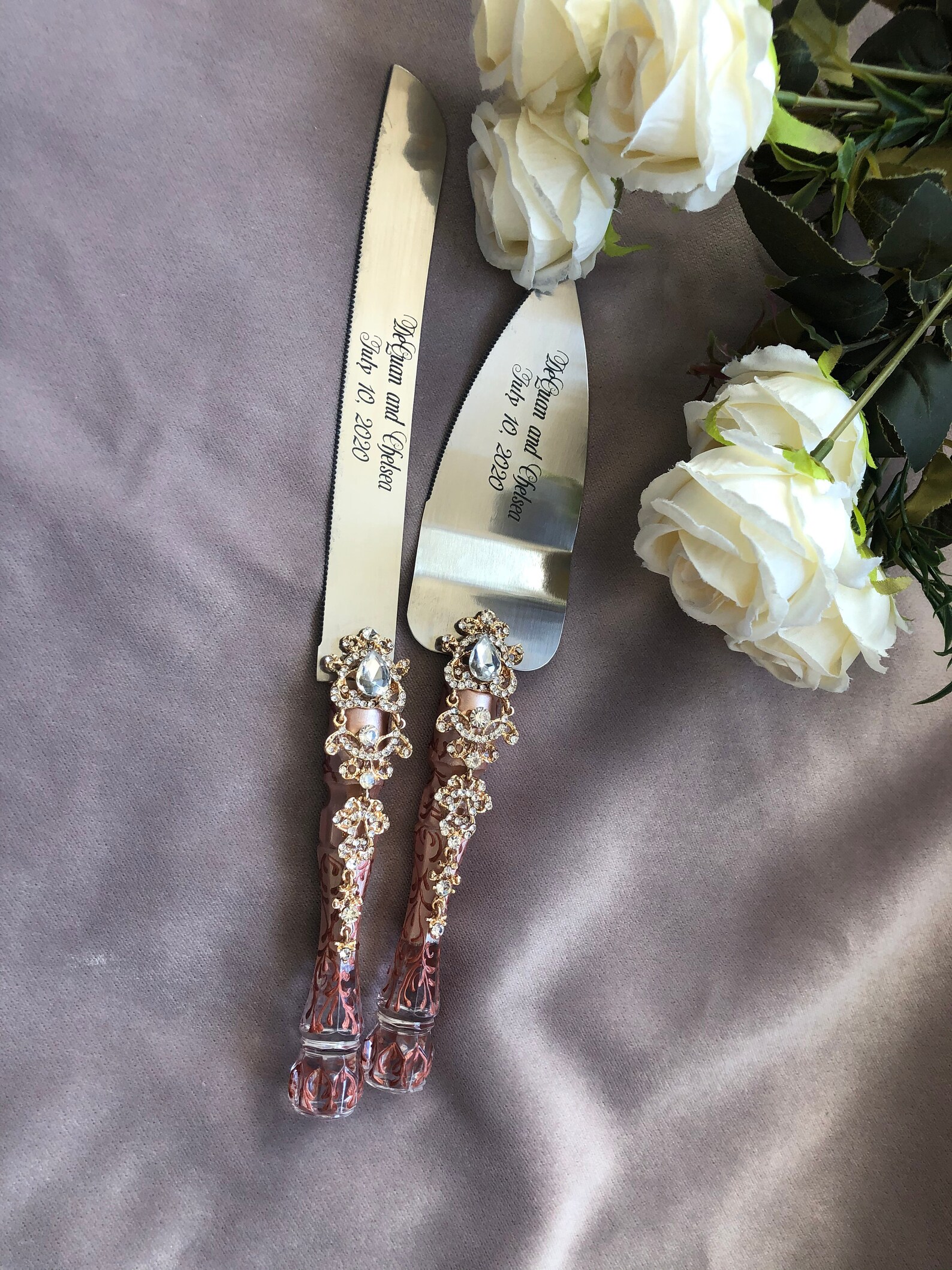 Personalized Cake Server and Knife Personalized Wedding Flutes - Etsy