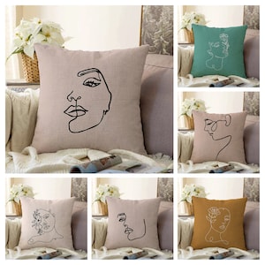 Siluet One Line Drawing Cushion Cover|minimalist Woman Face Pillow Case ...