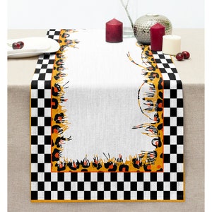 Black and White Checkers Table Runner - Stripe Kitchen Decor, Stylish ...