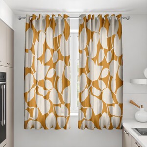 Geometric Mustard Yellow Curtains, Modern Abstract Pattern Drapes, Bold ...