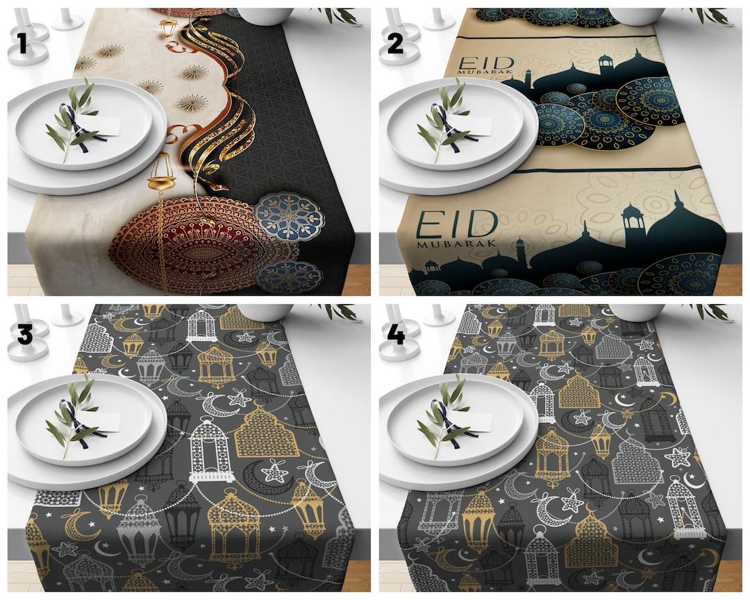 Islamic Table Runner, Ramadan Kareem Table Cloth, Islamic Religious ...