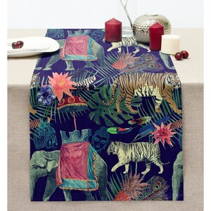 Tropical Table Runner, Jungle Kitchen Decoration, Dining Room Exotic ...