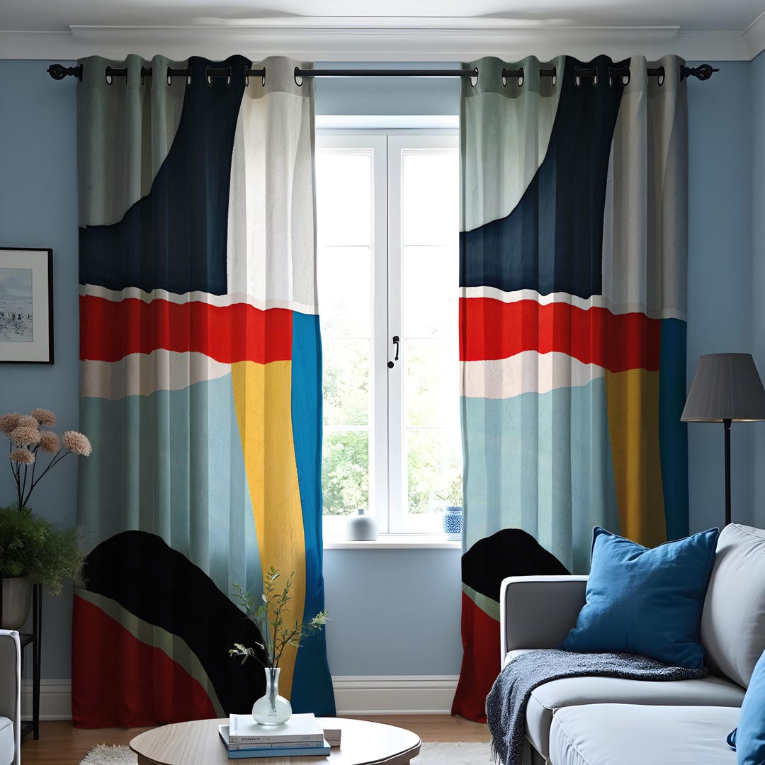 Modern Abstract Color Block Curtains, Made to Measure Window Panels ...