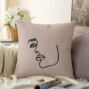 Siluet One Line Drawing Cushion Cover|minimalist Woman Face Pillow Case ...