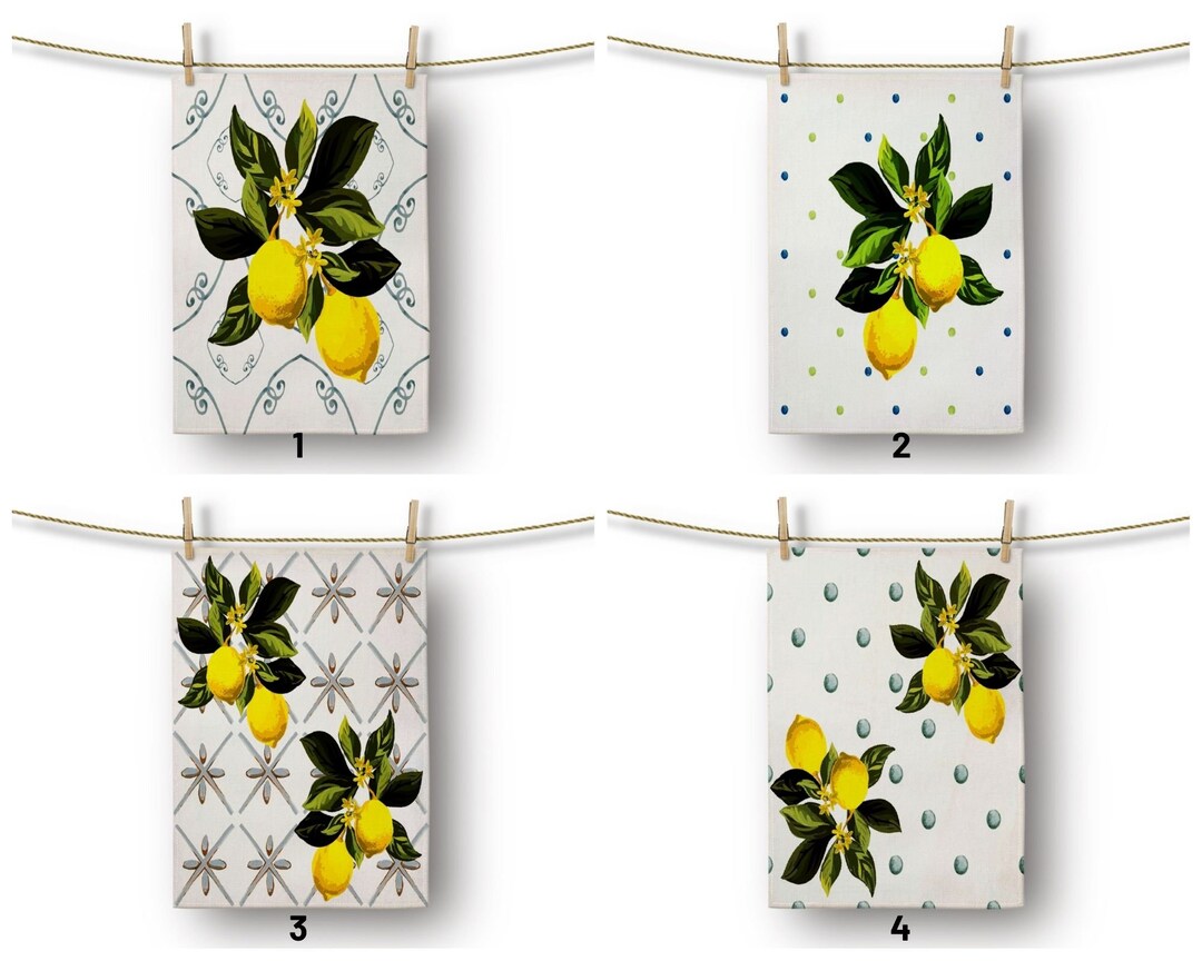 Yellow Lemon Hand Towel/lemon Print Kitchen Towel/lemon Decorative Dish ...