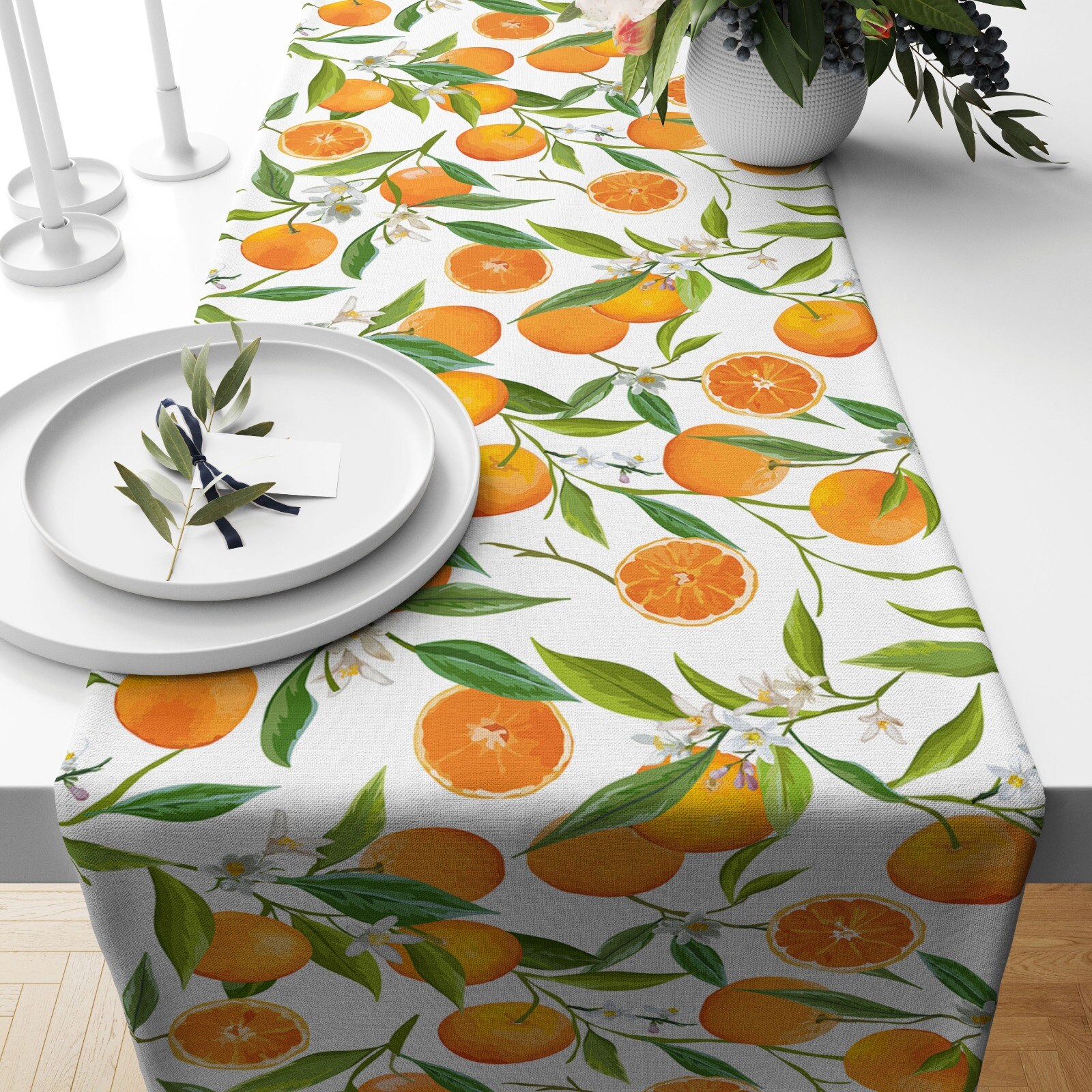 Lemon Table Runner|fruit Table Decor|orange Table Cloth|stripe Table ...