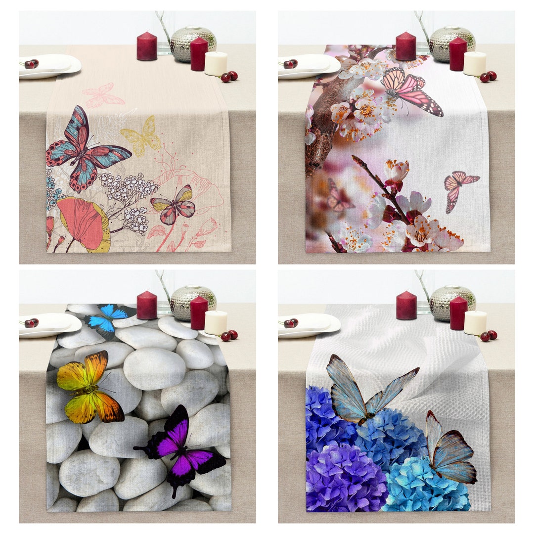 Butterfly Table Runner, Cute Colourful Butterfly Table Cloth, Animal ...