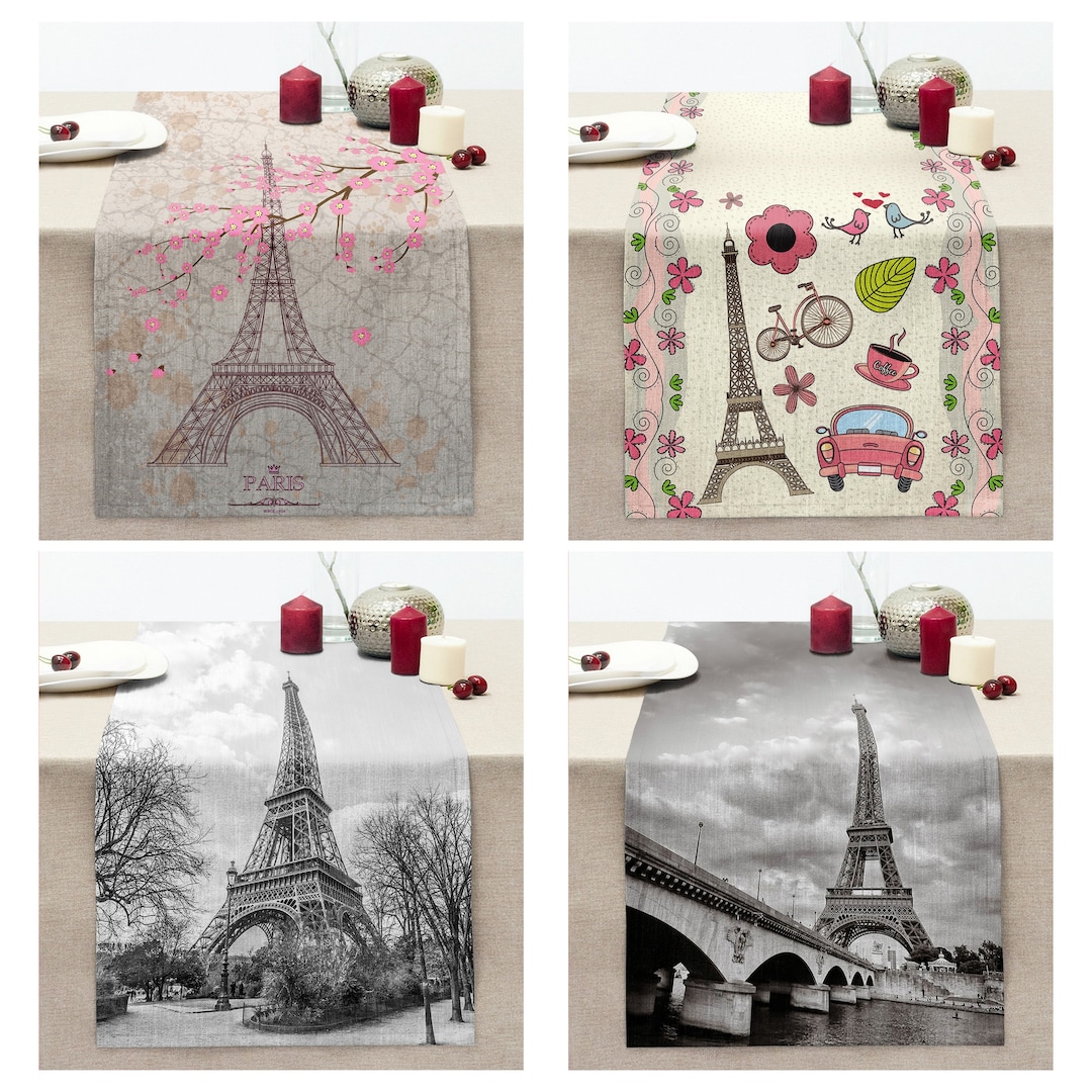 Eiffel Tower Table Runner, Paris France Table Decoration, Decorative Dining Room Table Cloth ...