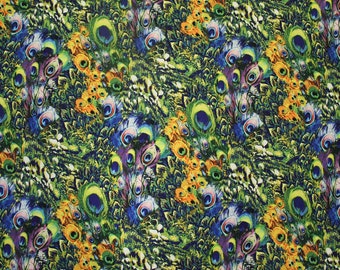 Peacock Feather Print Fabric | Etsy
