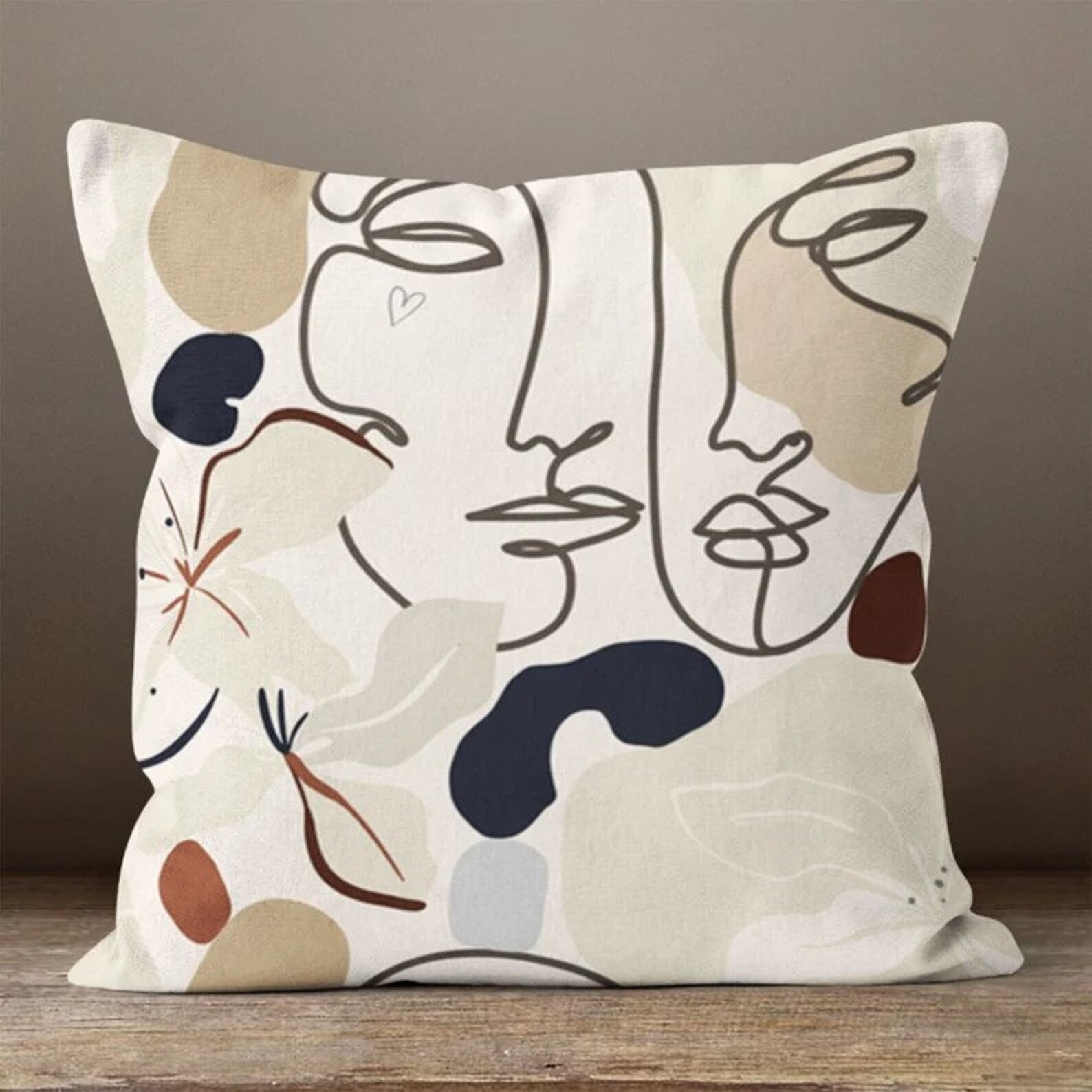 Line Art Face Themed Throw Pillows/abstract Face Cartoon Woman - Etsy UK