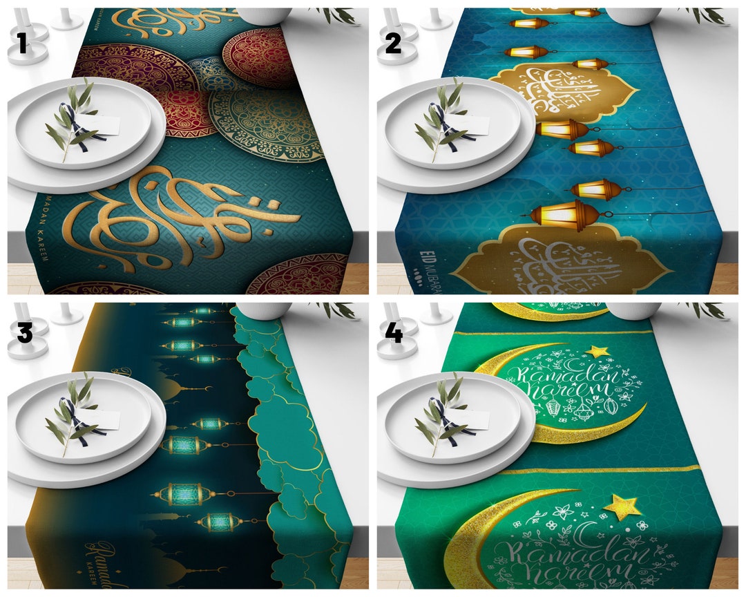 Ramadan Kareem Table Runner, Eid Mubarak Table Cloth, Islamic Muslim ...