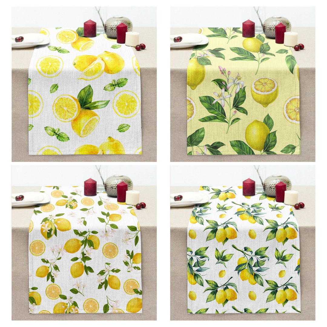 Lemon Table Runner, Summer Table Decoration, Fruit Kitchen Table Decor ...