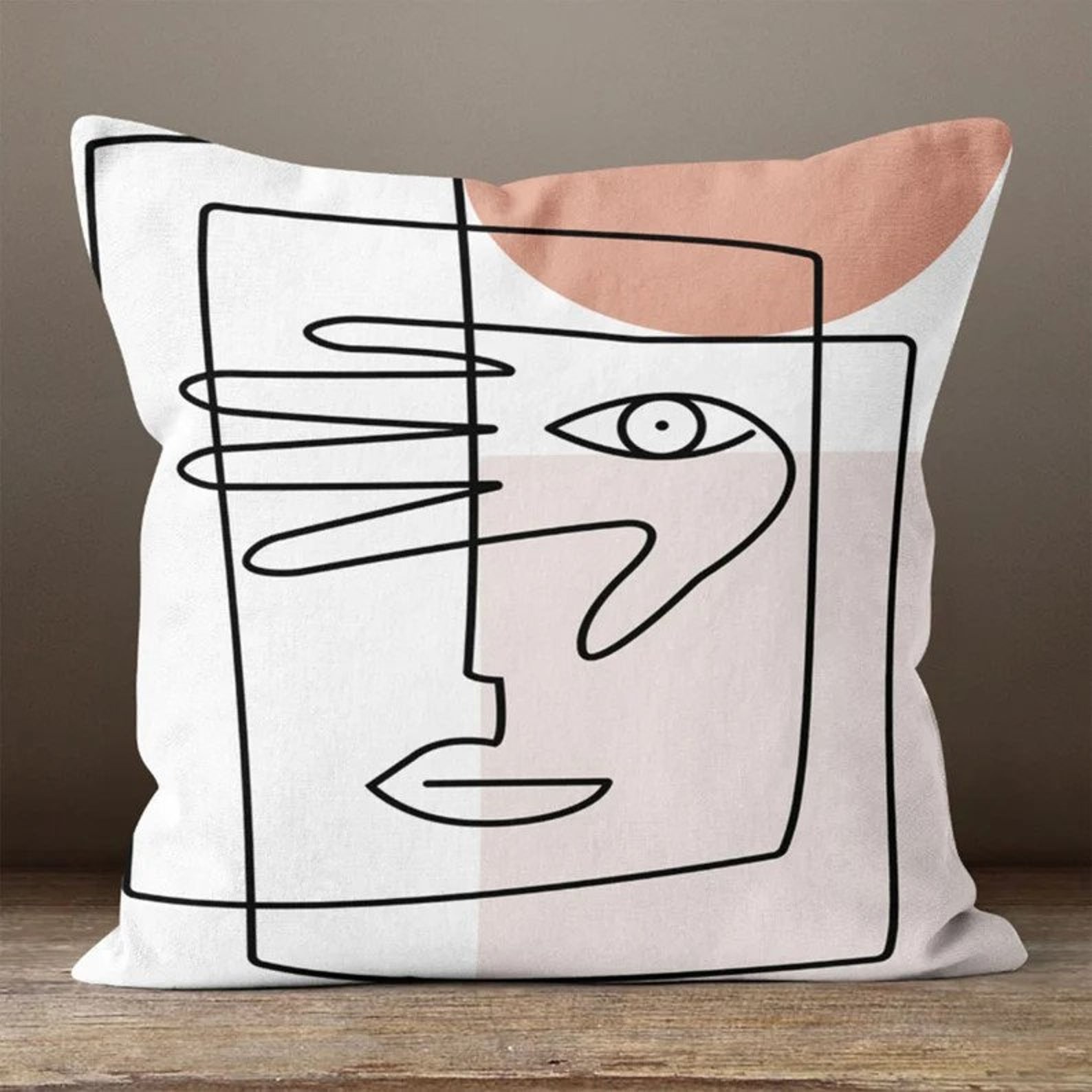 Line Art Face Themed Throw Pillows/abstract Face Cartoon Woman - Etsy UK