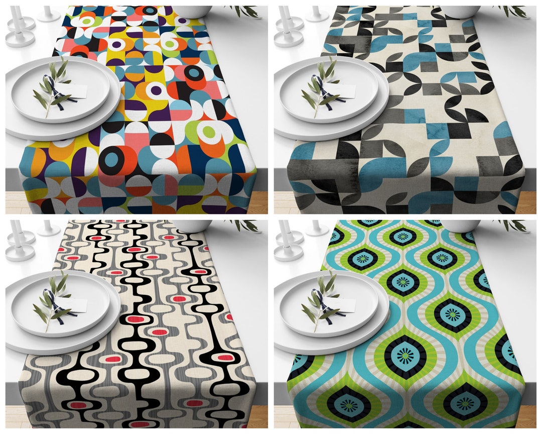 Multi Color Table Runner|geometric Table Decor|garden Table Cloth|mid ...