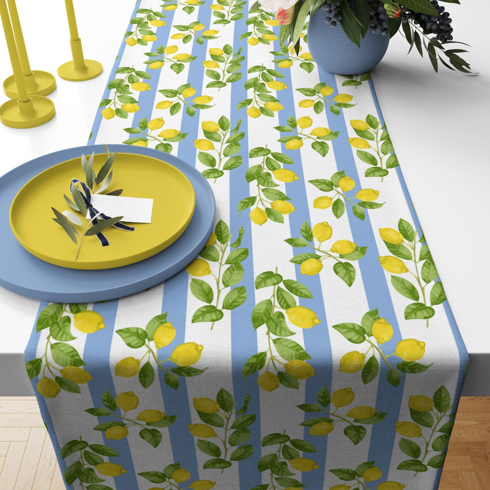 Fruit Table Runner|lemon Table Decor|stripe Table Cloth|orange Table ...