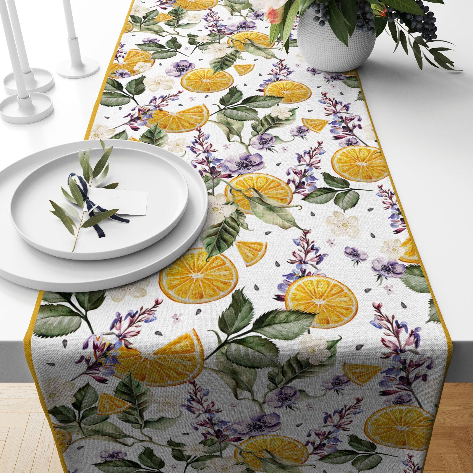 Fruit Table Runner|lemon Table Decor|stripe Table Cloth|orange Table ...