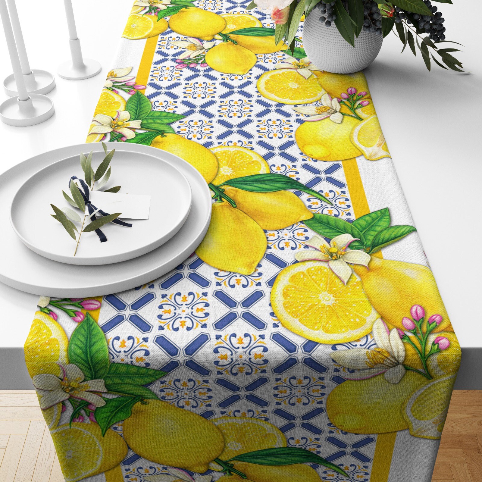Lemon Table Cloth|fruit Table Decor|decorative Table Runner|lime Table ...