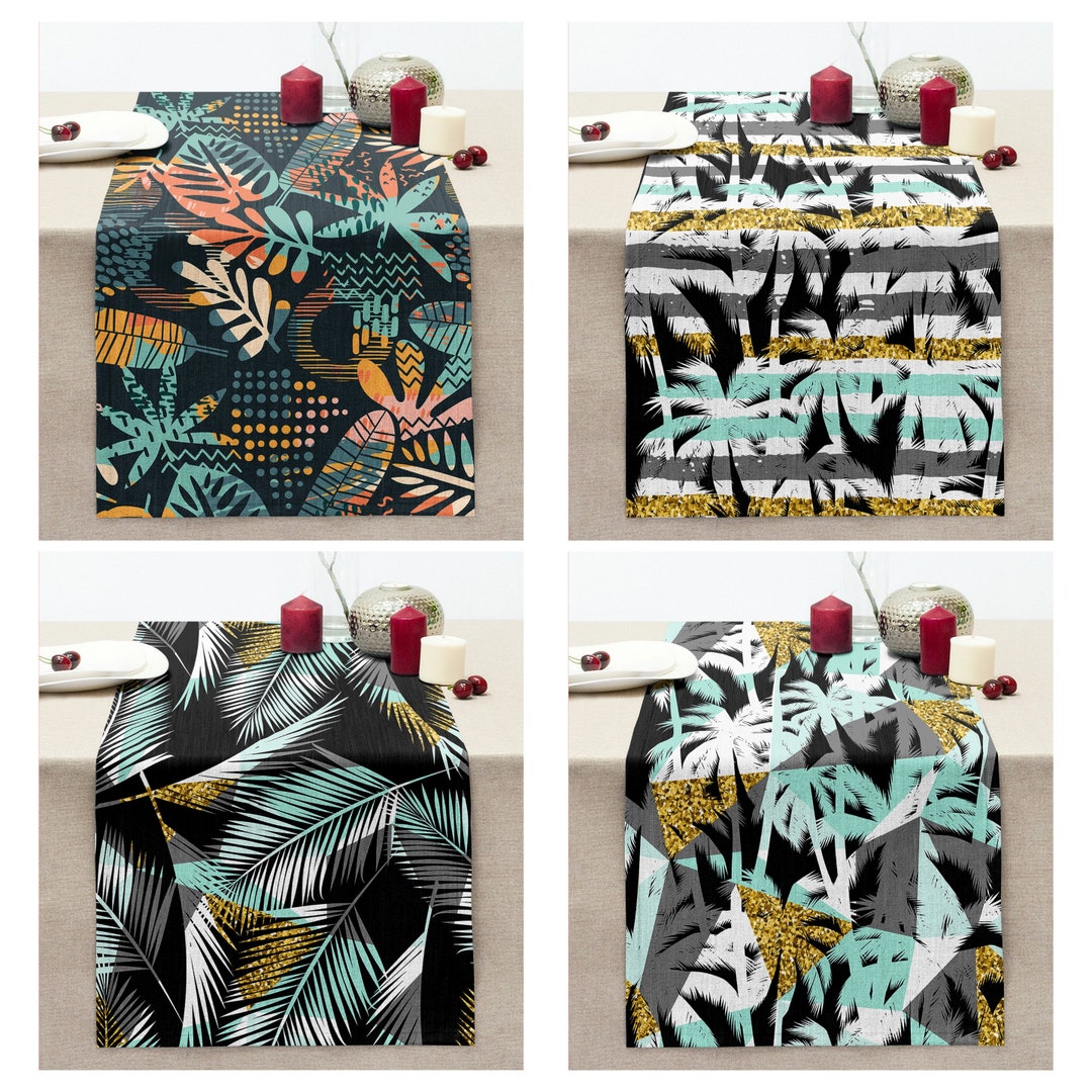 Tropical Flower Table Runner, Colourful Floral Table Cloth, Decorative ...