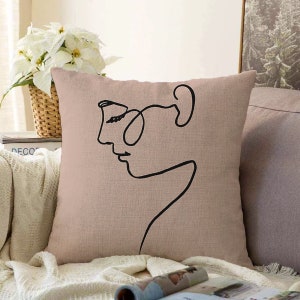 Siluet One Line Drawing Cushion Cover|minimalist Woman Face Pillow Case ...