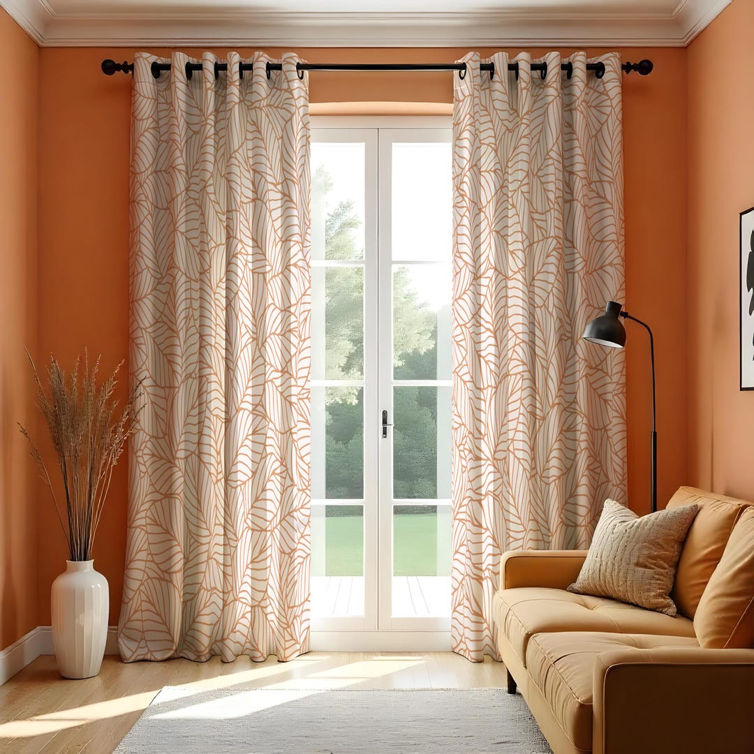Cortinas minimalistas con estampado botánico, cortinas con diseño de ...